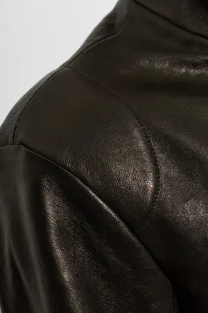 POST ARCHIVE FACTION Leather Stand Collar Jacket