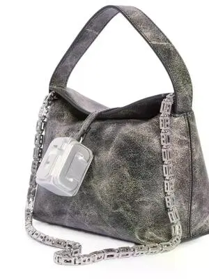 Gcds Mega Mini Comma Distressed-leather Tote Bag
