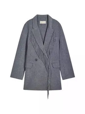 Vanessa Bruno Helenka Fringe-trimmed Double-breasted Coat - Grey