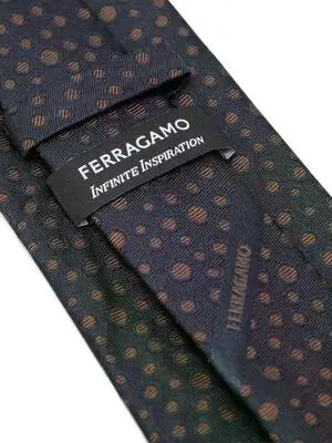 FERRAGAMO Silk Print Tie - Blue