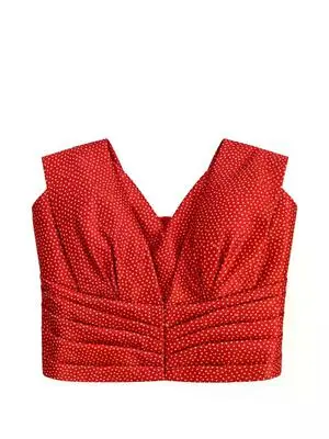 Elisabetta Franchi Gazar Polka-dot Lace-up Top