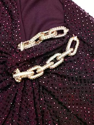 SELF-PORTRAIT Rhinestone-embellished Chain-detail Gown