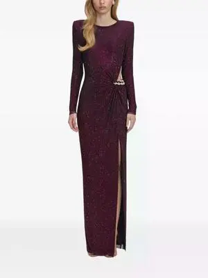 SELF-PORTRAIT Rhinestone-embellished Chain-detail Gown - Red