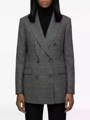 SUTTON NEW YORK Double-breasted Prince Of Wales Check Blazer - Grey