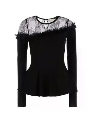 Blumarine Lace-insert Peplum Sweater