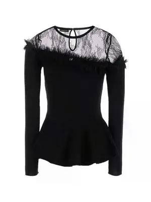 Blumarine Lace-insert Peplum Sweater