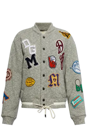 Dolce & Gabbana Gray Patchwork Bomber Jacket By