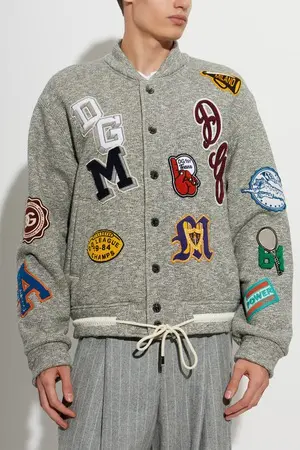 Dolce & Gabbana Gray Patchwork Bomber Jacket By