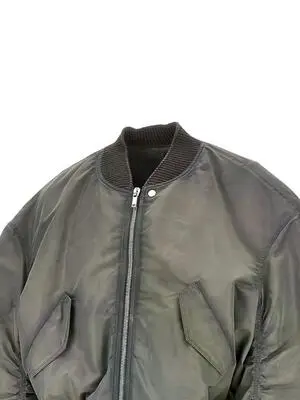 Rick Owens Secchia Flight Cropped Ruched-sleeve Bomber Jacket - Grey