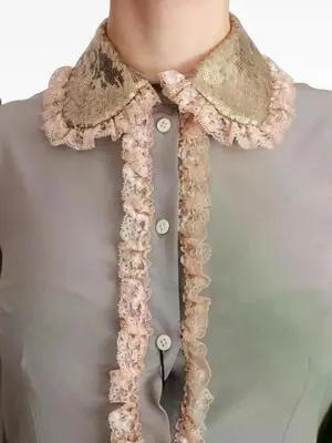 Dolce & Gabbana Lace-trimmed Sequin-collar Shirt