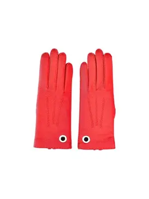 AMI Paris Leather Gloves With Silk Lining - Red