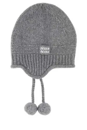 Miu Miu Wool Blend Beanie Hat - Grey