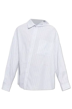 Jacquemus Striped Cotton Oversize Shirt - Light Blue