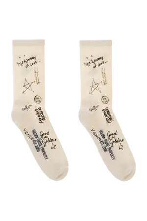 GOLDEN GOOSE Cotton Ribbed Socks With Logo