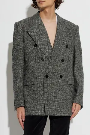 Dolce & Gabbana Gray Houndstooth Wool Blazer By