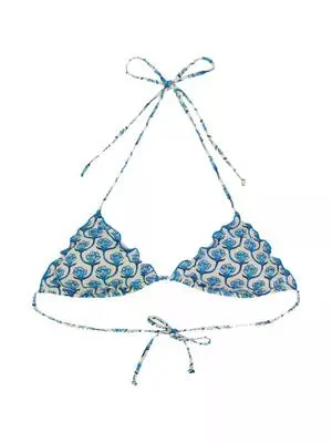 MC2 SAINT BARTH Floral-pattern Bikini Top - Blue