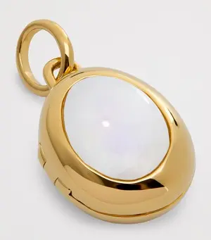 Monica Vinader Gold Vermeil And Moonstone June Birthstone Locket - White
