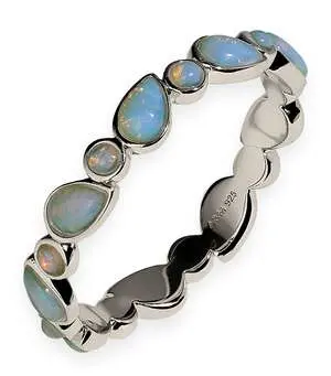ASTRID & MIYU Rhodium-plated Opal-effect Bezel Ring - Silver