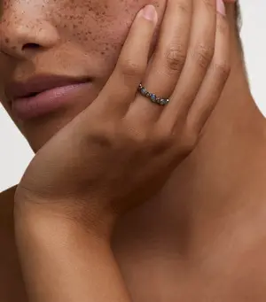 ASTRID & MIYU Rhodium-plated Opal-effect Bezel Ring