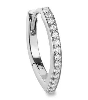 REPOSSI White Gold And Diamond Antifer Single Hoop Earring - Silver