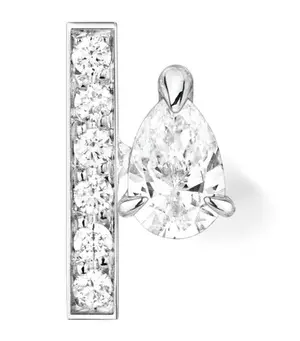 REPOSSI White Gold And Diamond Serti Sur Vide Single Stud Earring - Silver