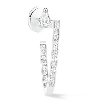 REPOSSI White Gold And Diamond Serti Sur Vide Hoop Earring - Silver