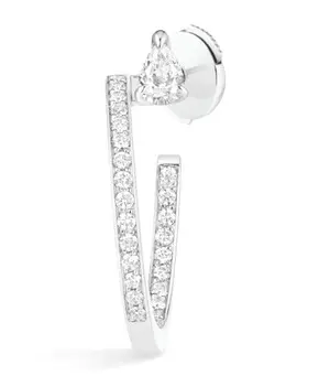 REPOSSI White Gold And Diamond Serti Sur Vide Single Hoop Earring - Silver