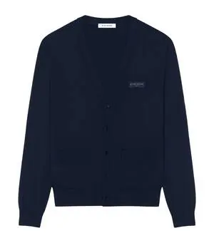 Givenchy Wool Logo-tab Cardigan - Navy