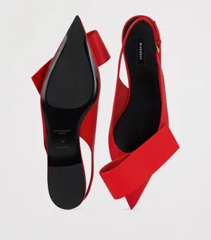 Givenchy Leather Twisted Ribbon Slingback Ballet Flats