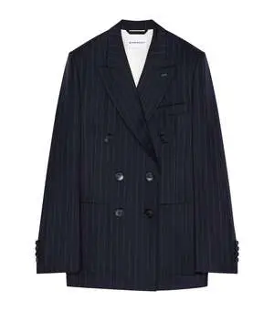 Givenchy Wool Pinstripe Double-breasted Blazer - Navy