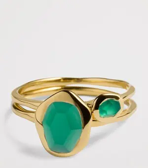 Monica Vinader Gold Vermeil And Onyx Odyssey Stacking Ring