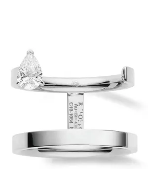 REPOSSI White Gold And Diamond Serti Sur Vide Ring - Silver