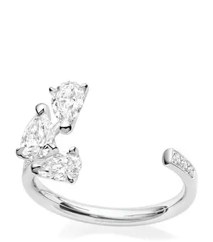 REPOSSI White Gold And Diamond Serti Sur Vide Ring - Silver