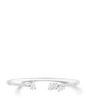REPOSSI White Gold And Diamond Serti Sur Vide Bangle - Silver