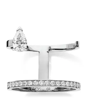 REPOSSI White Gold And Diamond Serti Sur Vide Ring - Silver