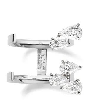 REPOSSI White Gold And Diamond Serti Sur Vide Ring - Silver