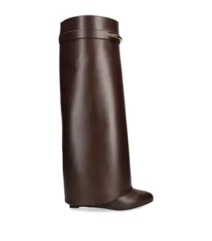 Givenchy Leather Shark Knee-high Boots 95 - Brown
