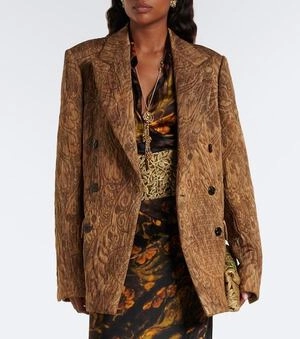Dries Van Noten Draped Floral Silk Satin Wrap Top