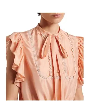 Chloé Ruffled Lace-trimmed Silk Top
