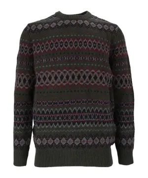 Barbour Crew Neck Fair Isle Knit Sweater - No