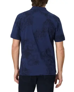 Robert Graham Linford Short Sleeve Knit Cotton Polo Shirt - Navy