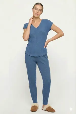 AYJE Ultra Comfort V Neck T-shirt Blue