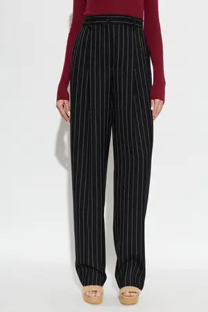 Dolce & Gabbana Wool Pinstripe Wide-leg Trousers - Black