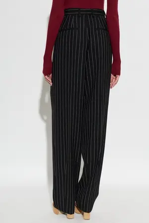 Dolce & Gabbana Wool Pinstripe Wide-leg Trousers - Black