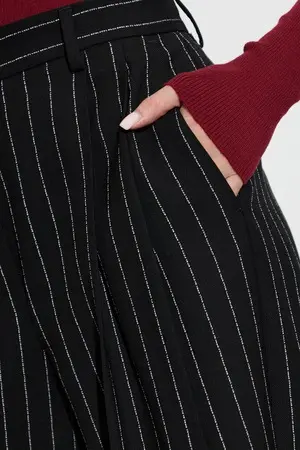 Dolce & Gabbana Wool Pinstripe Wide-leg Trousers - Black