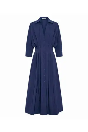 NICHOLAS Lanae V Neck Midi Dress - Ink