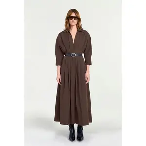 NICHOLAS Lanae V Neck Midi Dress - Truffle