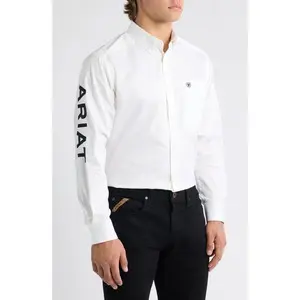 Ariat Team Logo Twill Performance Shirt - White/black