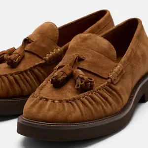 MARC NOLAN Ella Pleated Tassel Loafer - Caramel