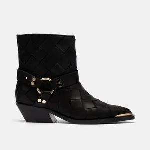 MARC NOLAN Cassidy Woven Harness Ankle Boot - Black Woven